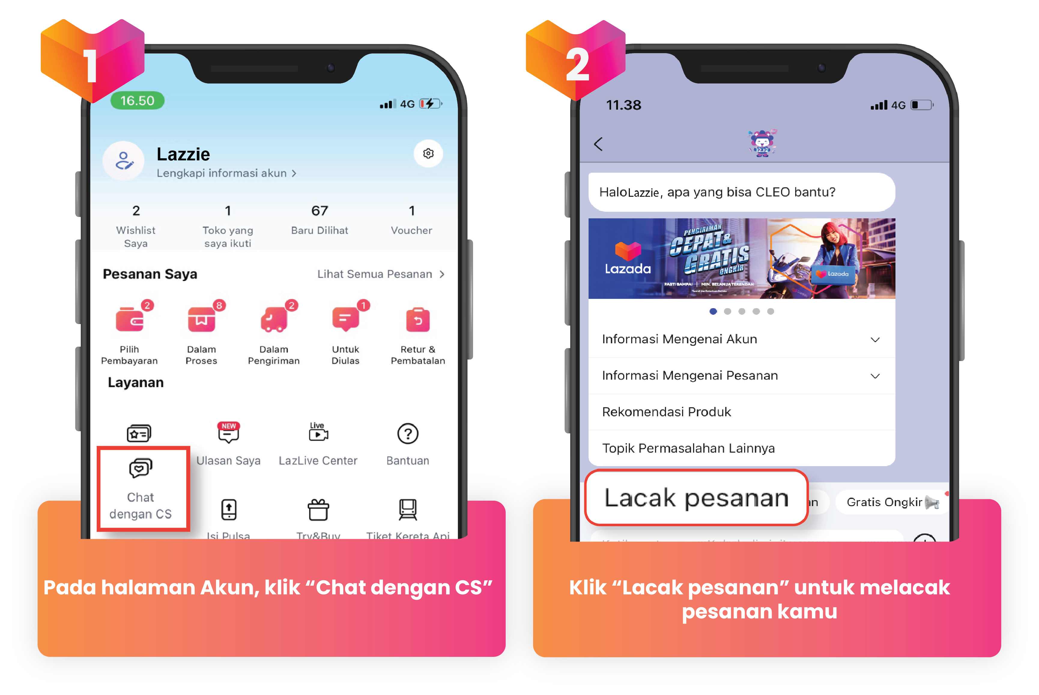 Bagaimana cara melacak status pesanan menggunakan layanan robot? | Lazada